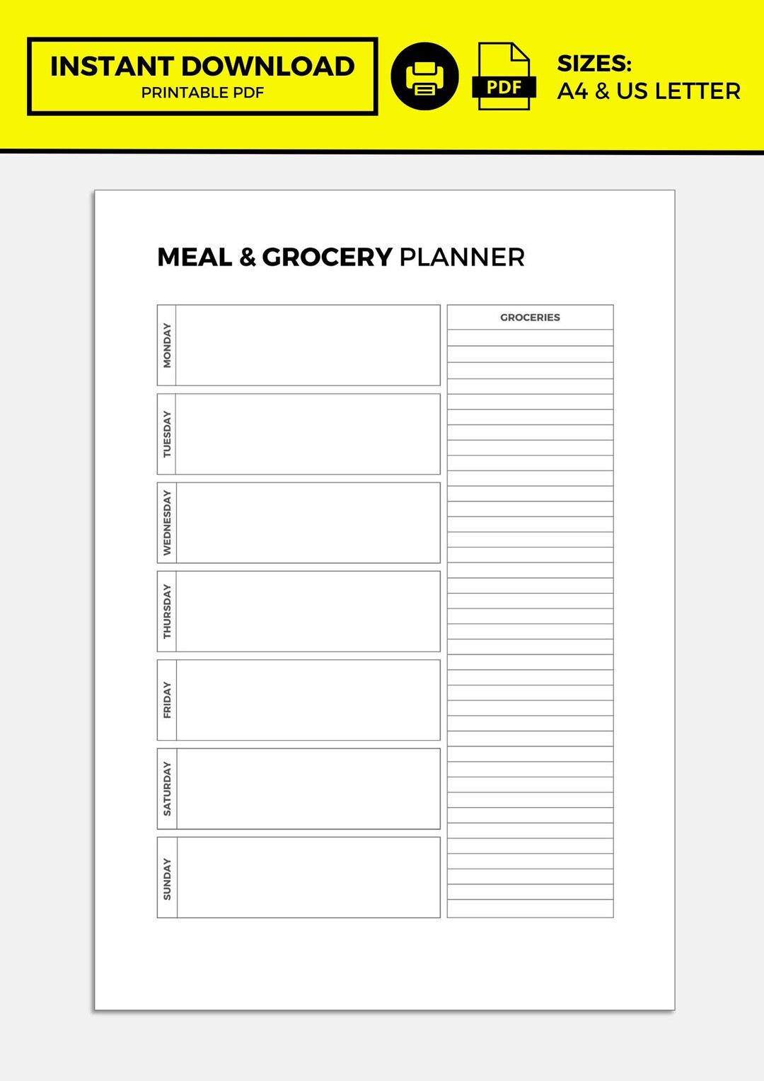 Meal Planner and Grocery List - Etsy