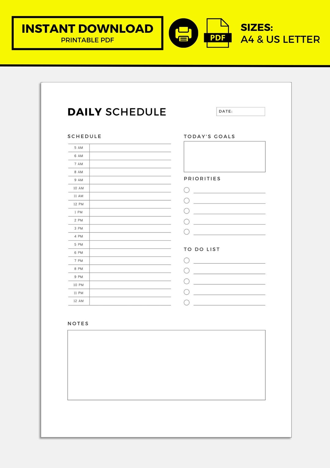 Daily Schedule Printable - Etsy