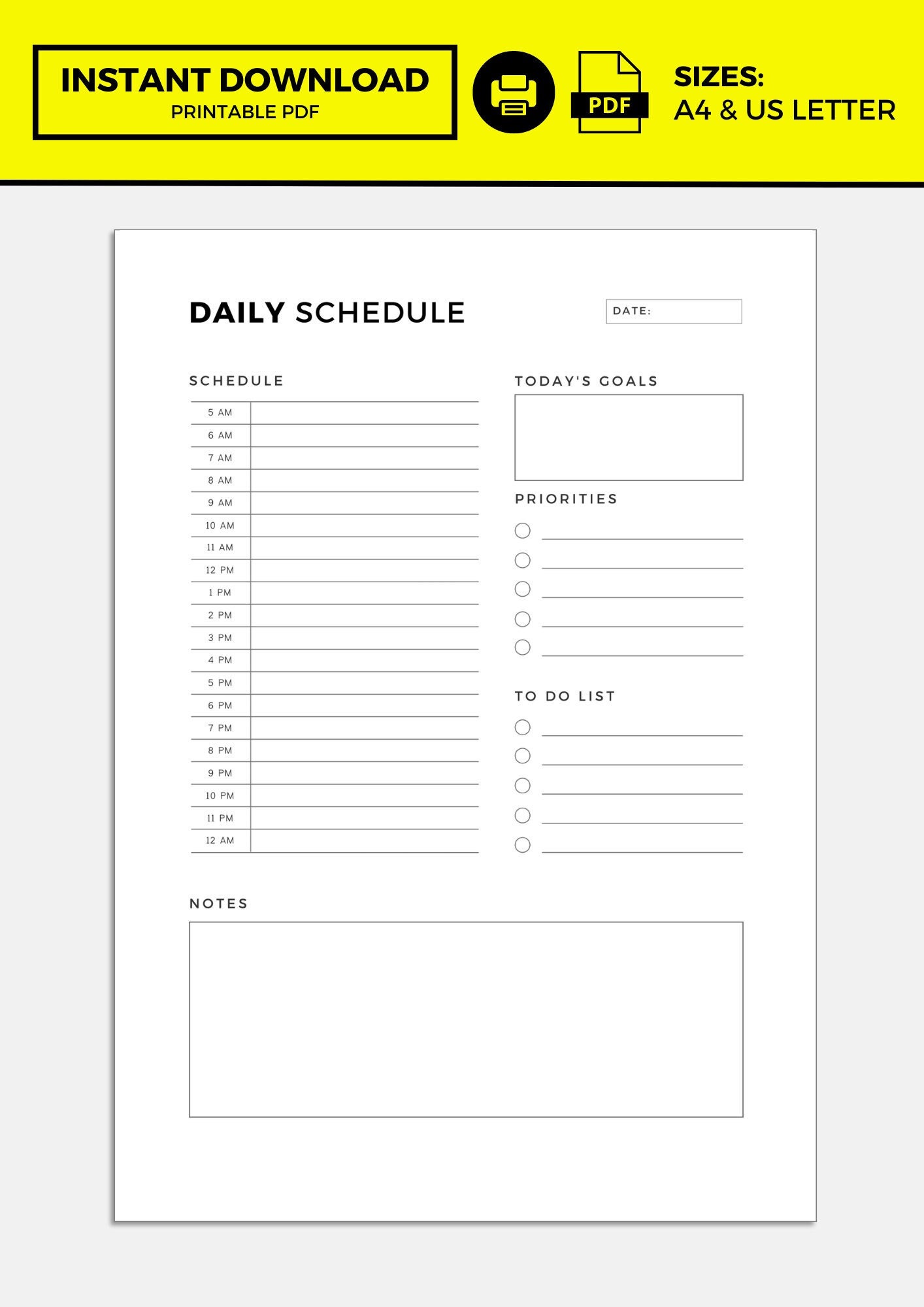 Daily Schedule Printable - Etsy