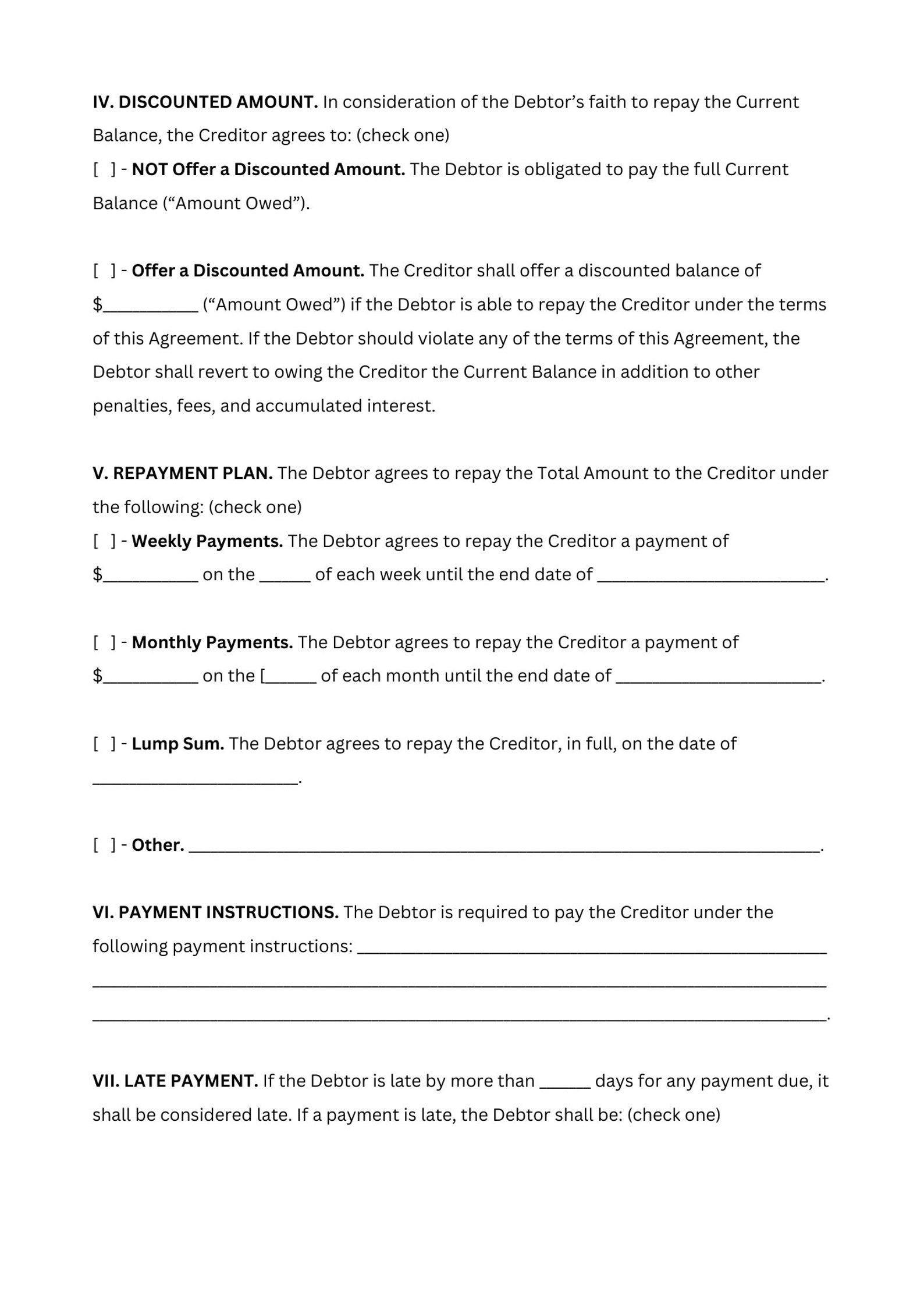 Payment Agreement Payment Contract - Etsy