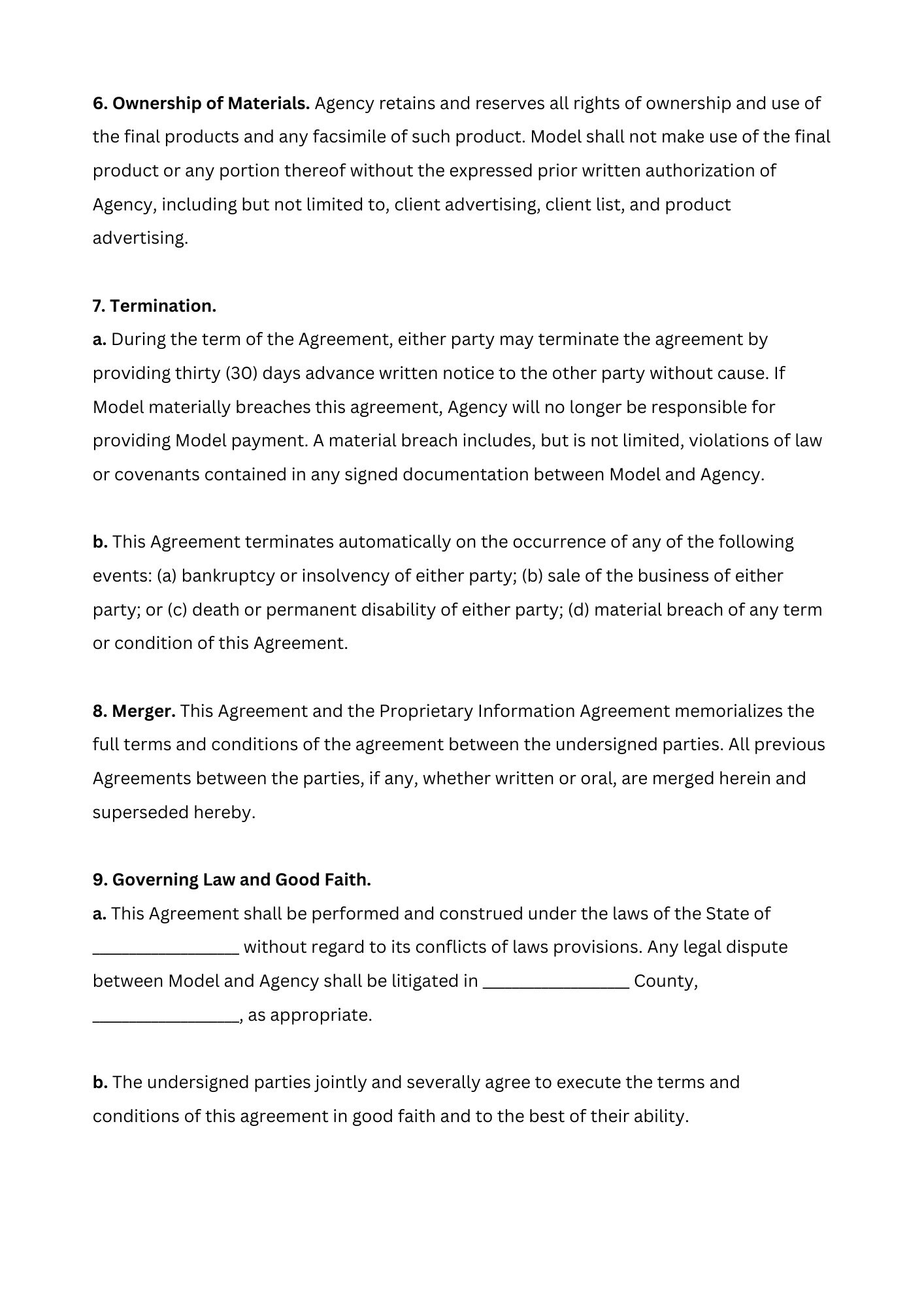 Model Agreement, Model Contract, Modeling Contract - Etsy