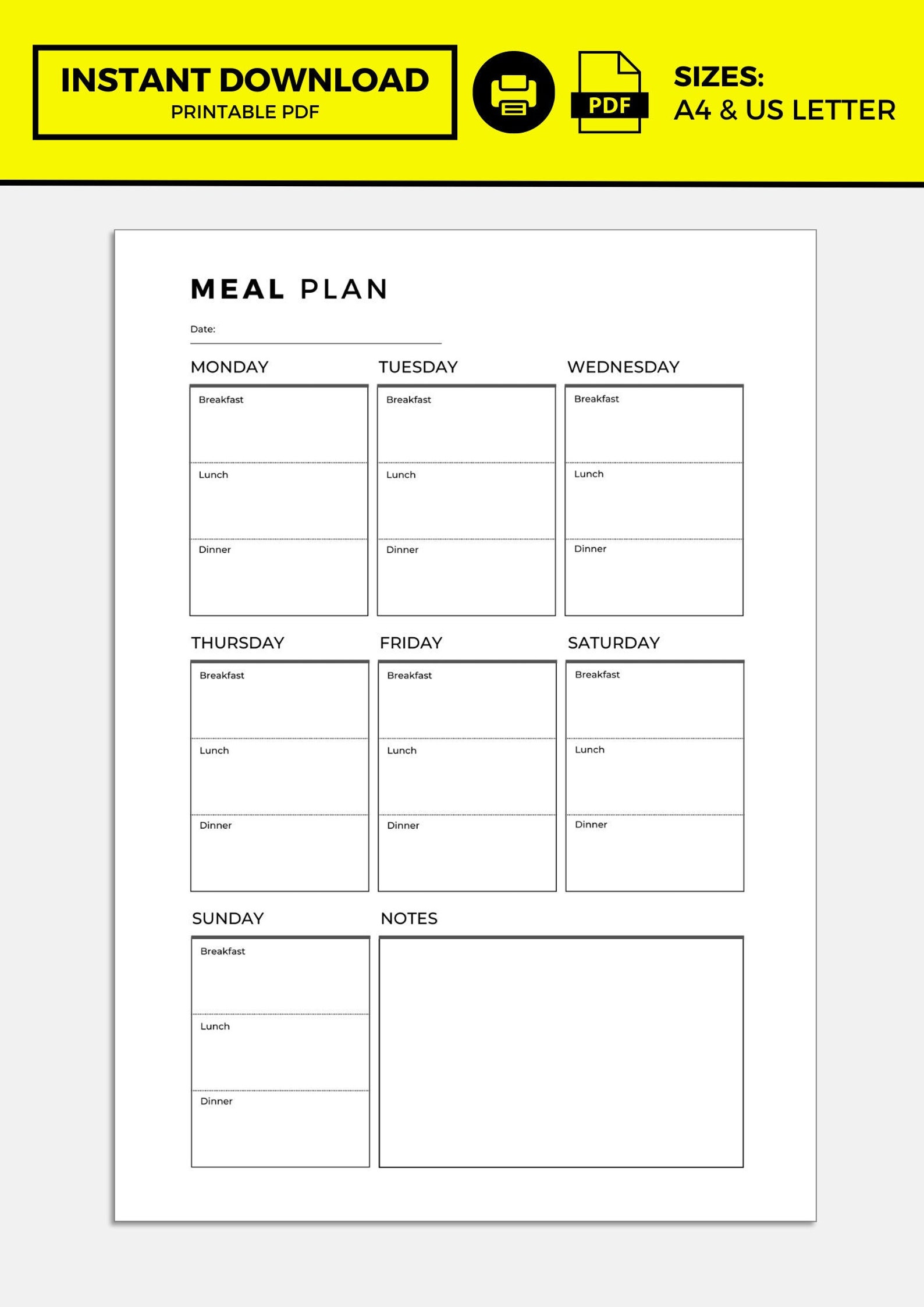 Meal Plan, Meal Plan Template, Meal Plan Printable, Meal Plan PDF, Meal ...