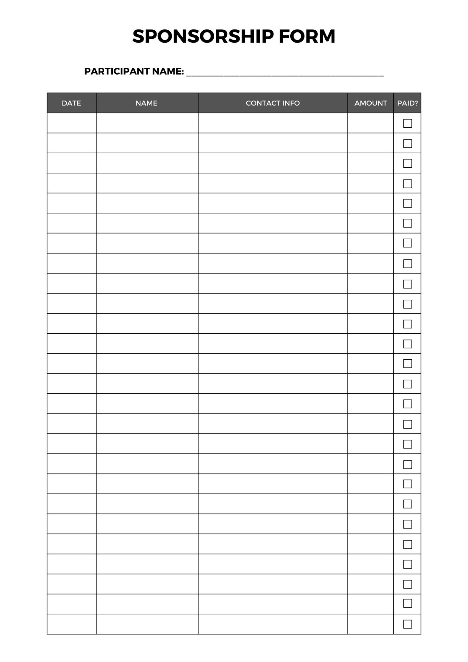 Sponsorship Form Template, Sponsorship Form, Sponsorship Template ...