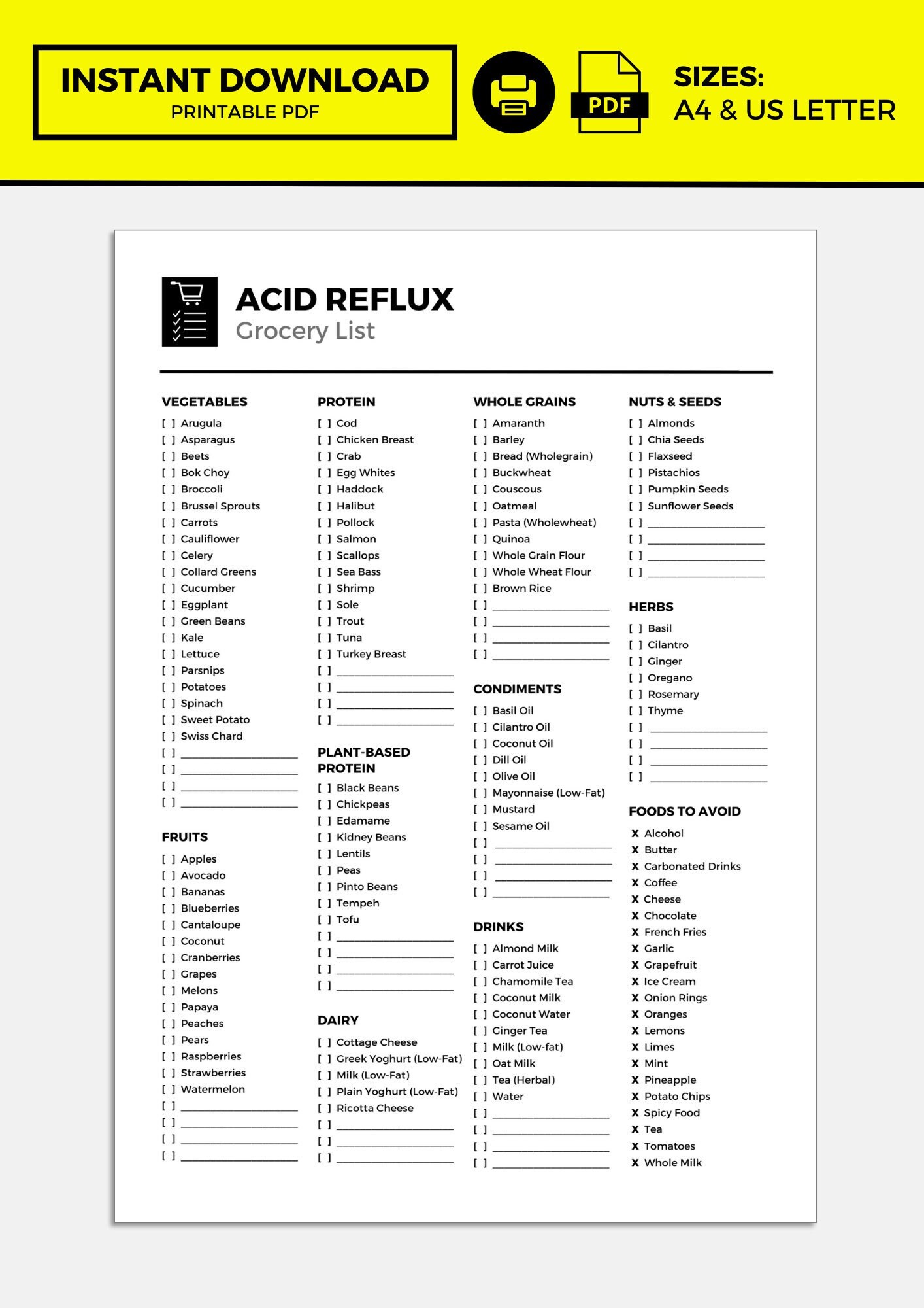 Acid Reflux Grocery List, GERD Diet, Acid Reflux, Heartburn, GERD ...