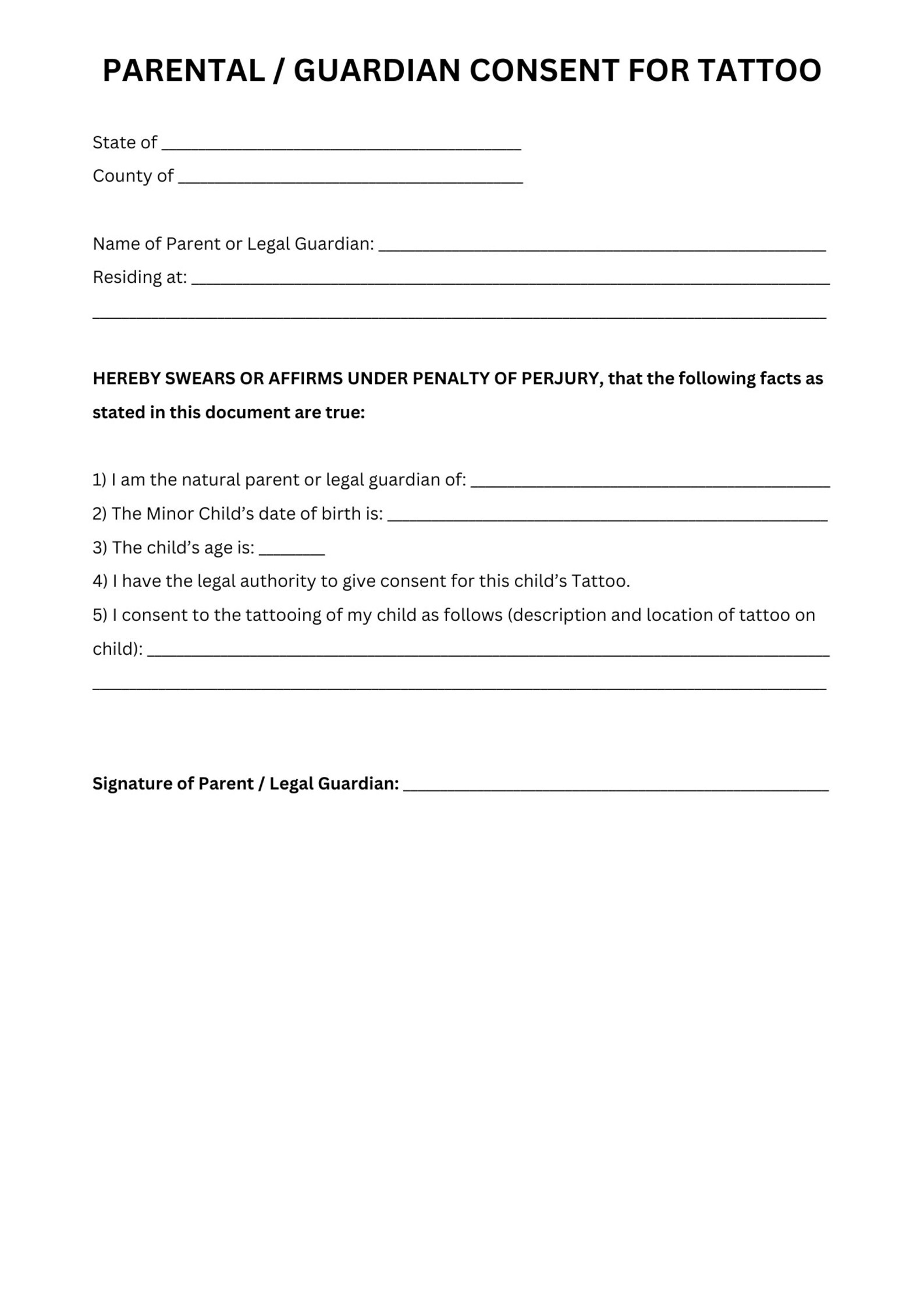 Tattoo Consent Form - Etsy