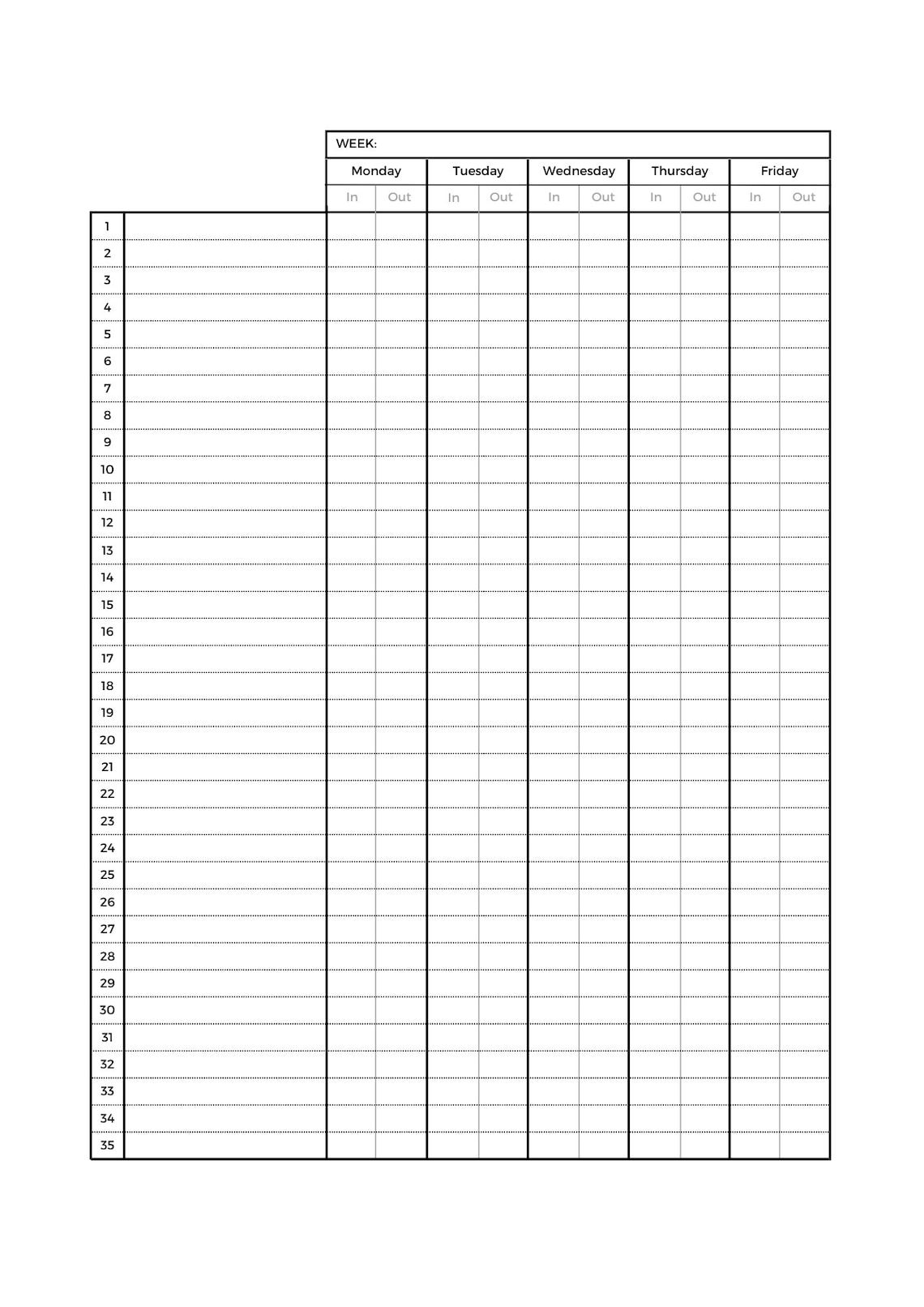 Sign in Sheet, Sign in Sheet Template, Sign in Sheet Printable, Sign in ...