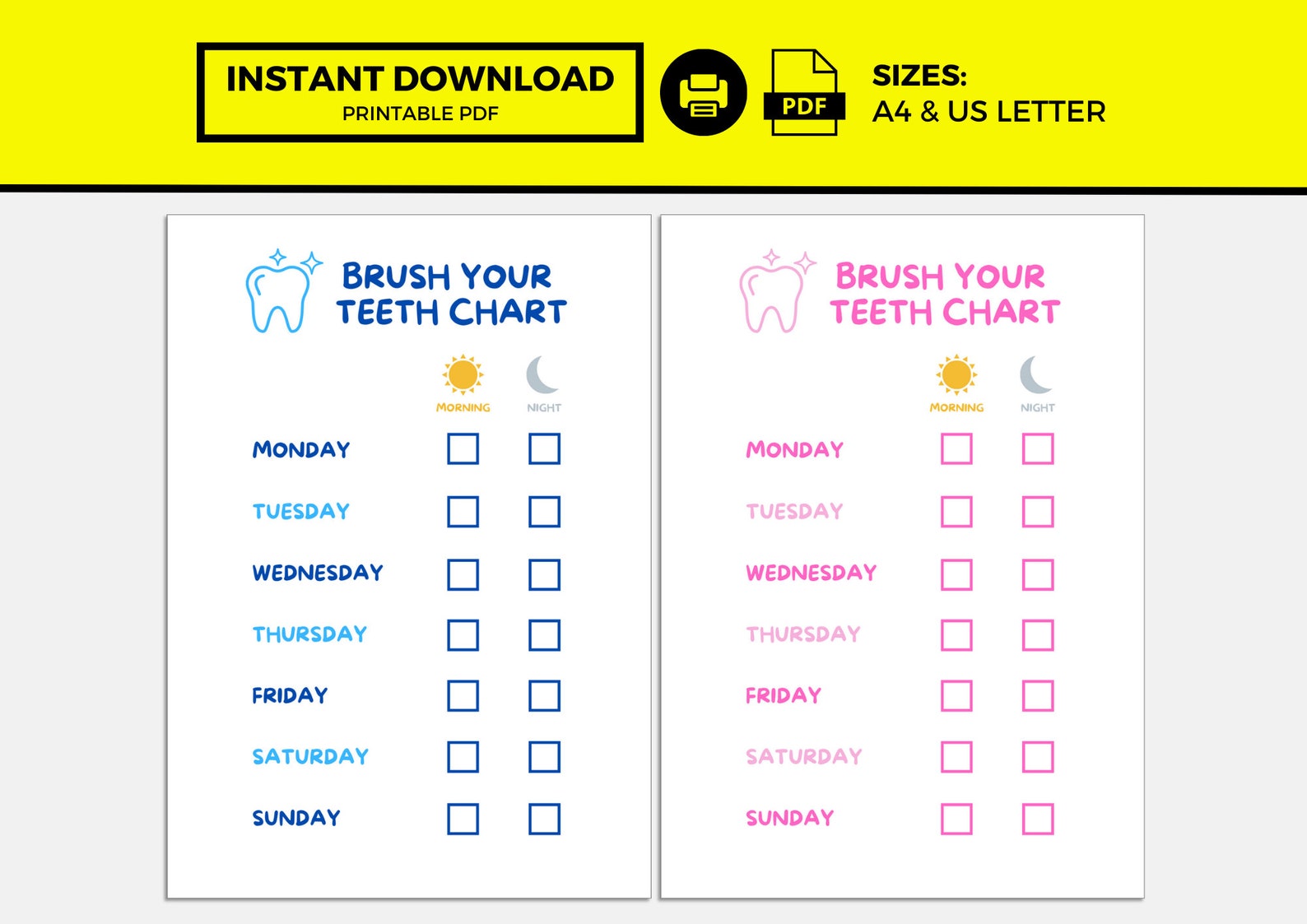 Tooth Brushing Chart, Tooth Brushing Reward Chart, Tooth Brushing ...