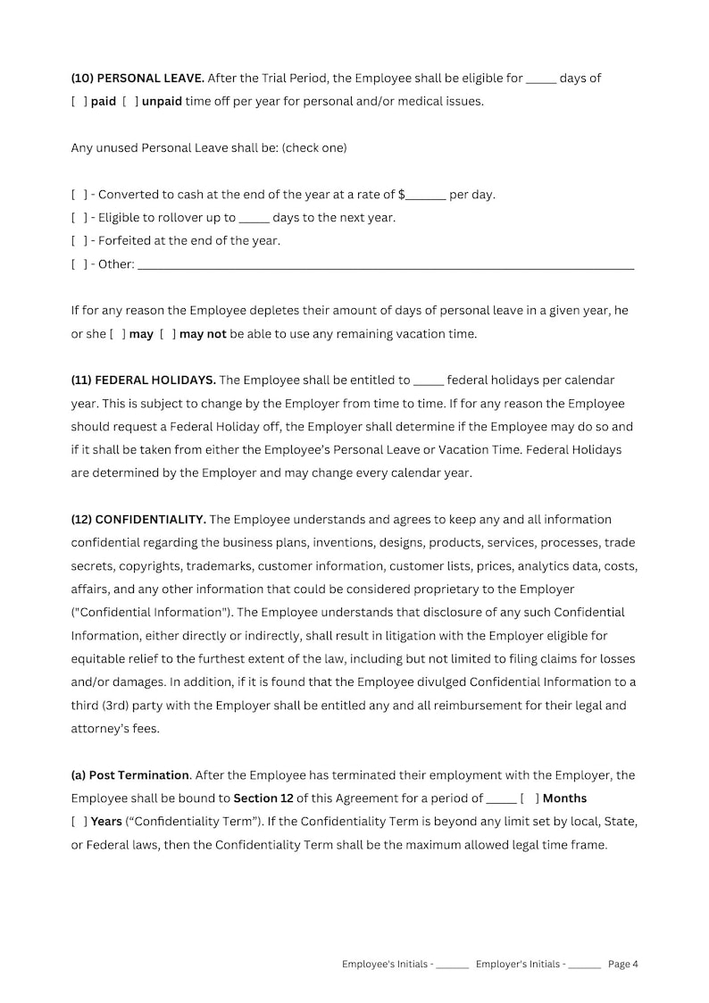 Employment Contract Employment Contract Template - Etsy UK