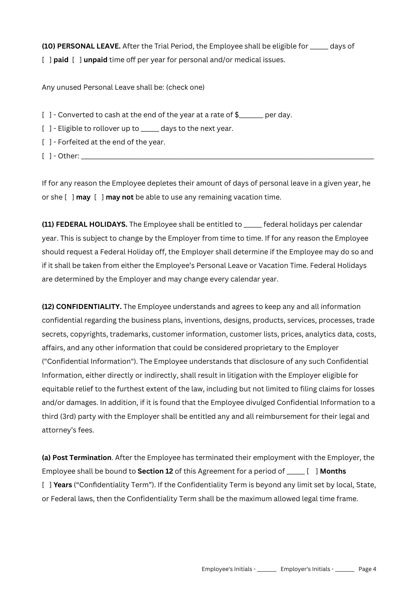 Employment Contract Employment Contract Template Etsy UK