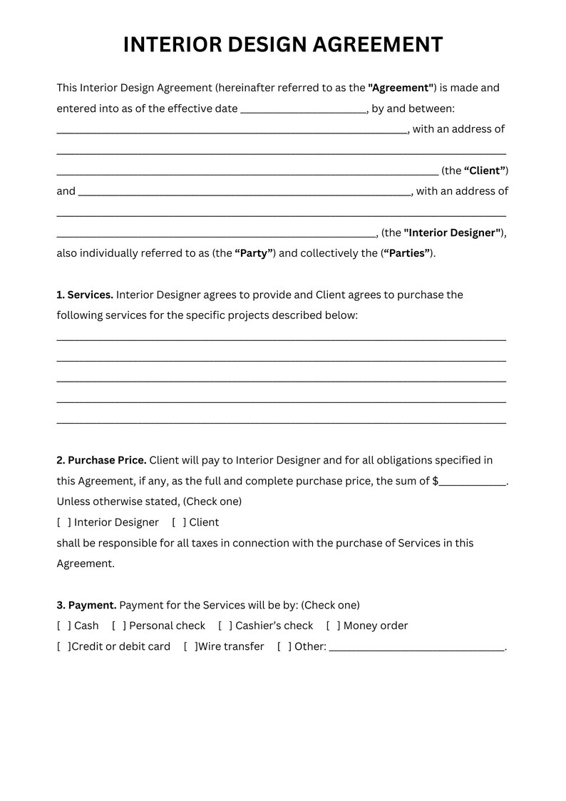 Interior Design Contract, Interior Design Agreement - Etsy