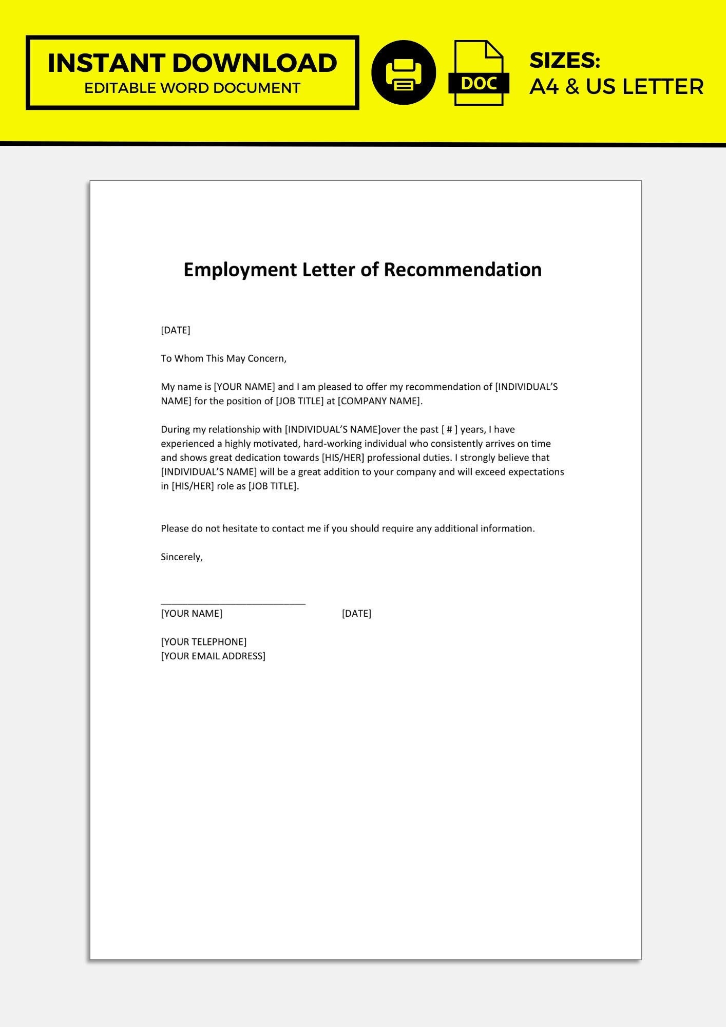 Employment Recommendation Letter