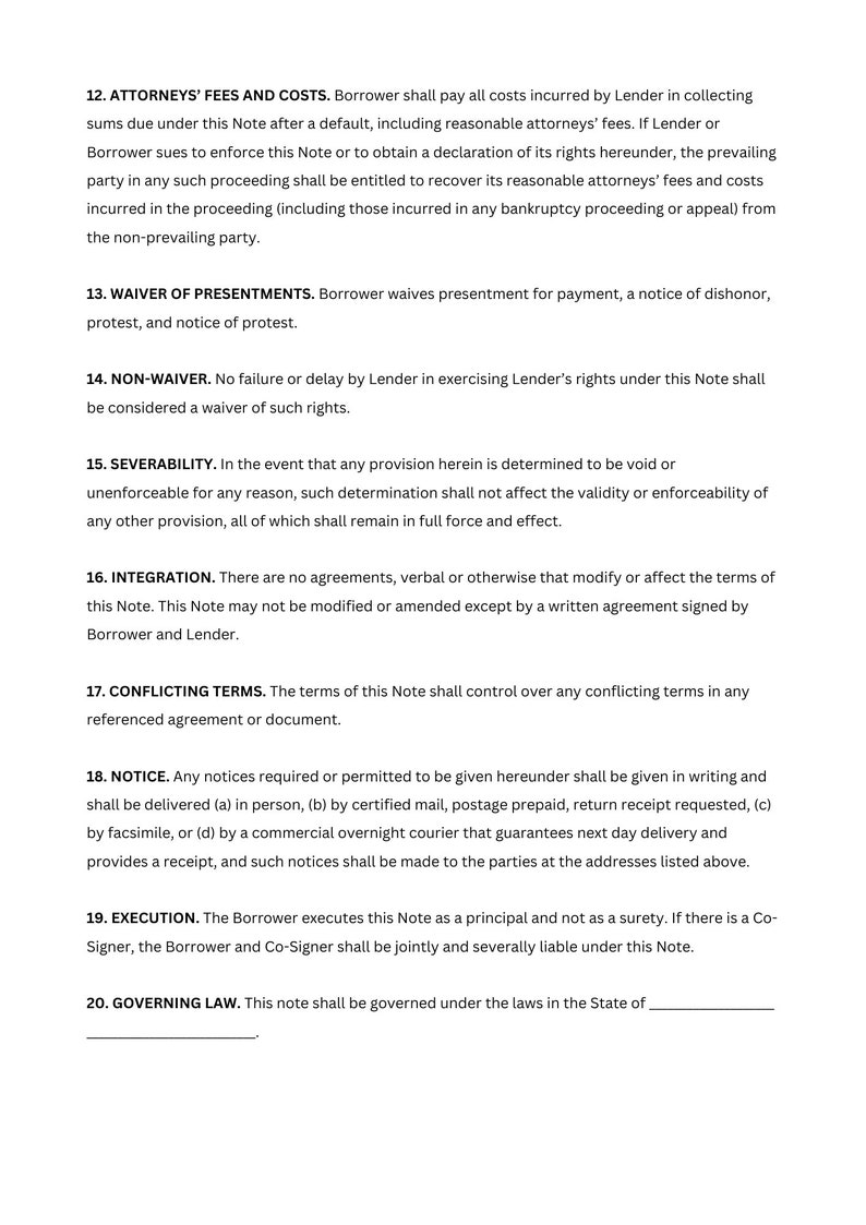 Promissory Note Promissory Note Template - Etsy UK