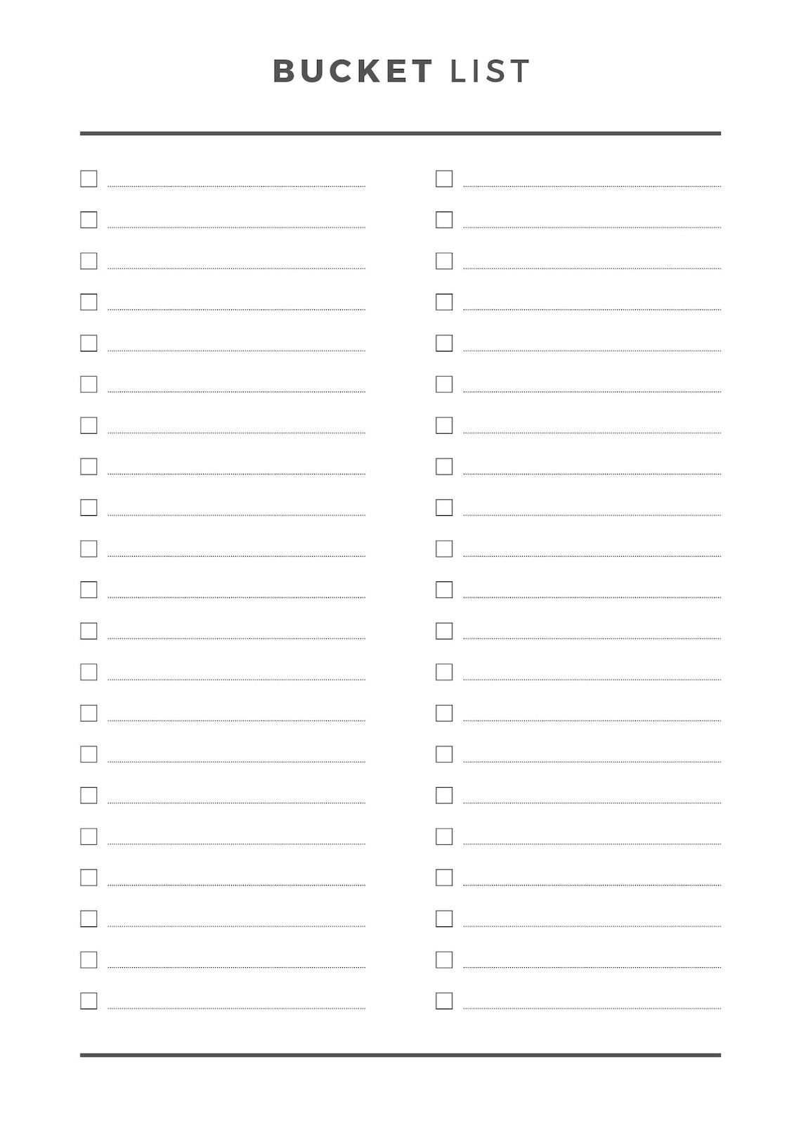 Bucket List Printable, Bucket List Template, Bucket List Tracker ...