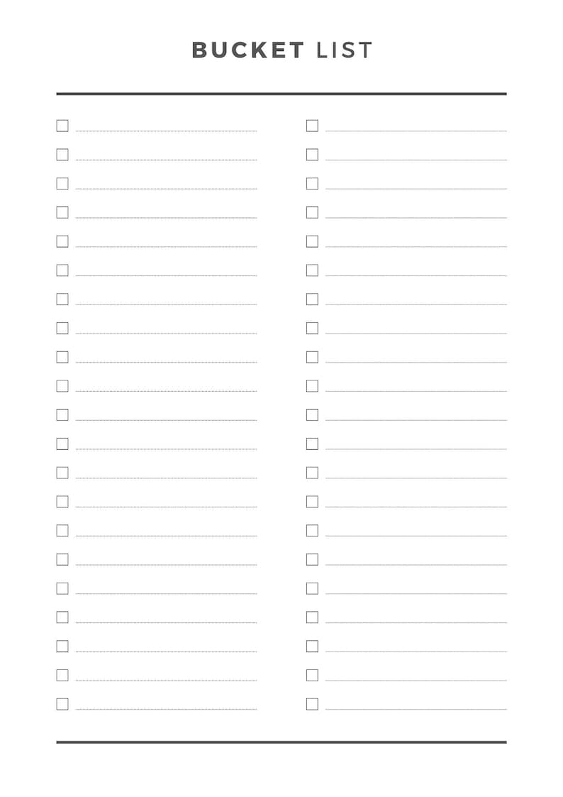 Bucket List Printable, Bucket List Template, Bucket List Tracker ...