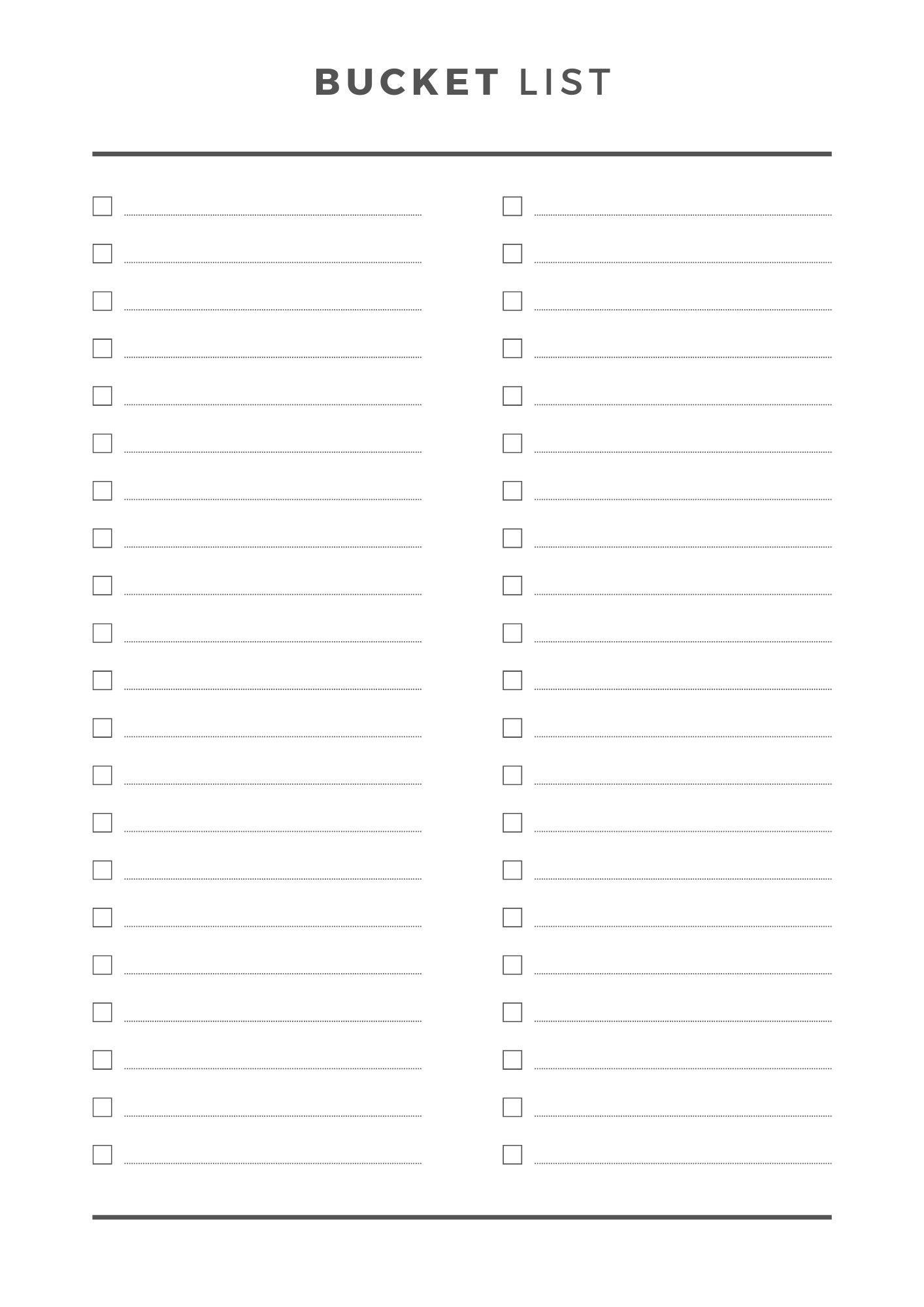 Bucket List Printable, Bucket List Template, Bucket List Tracker ...
