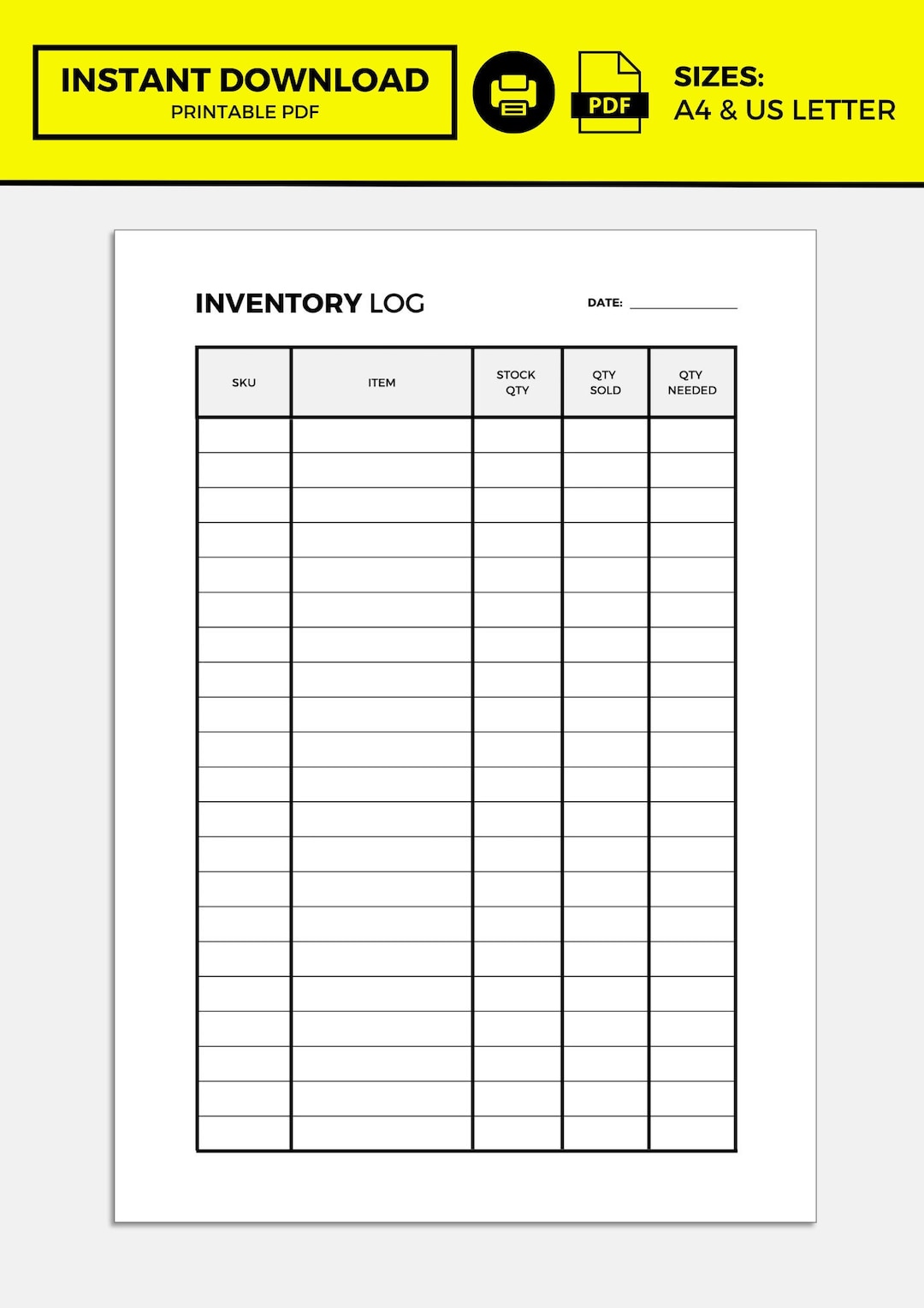 Inventory Sheet - Etsy