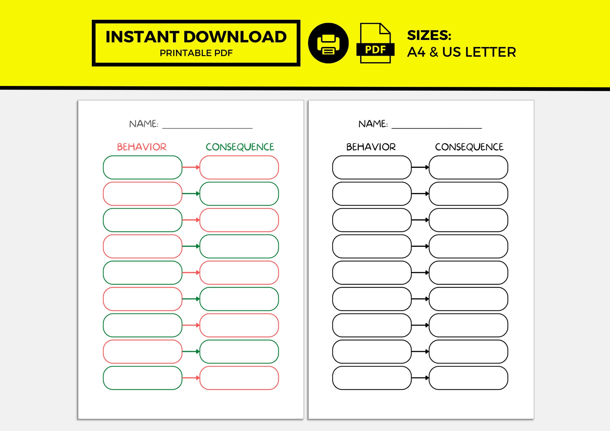 Behavior Consequence Chart, Consequence Chart, Consequences Chart, Consequences of My Own ...