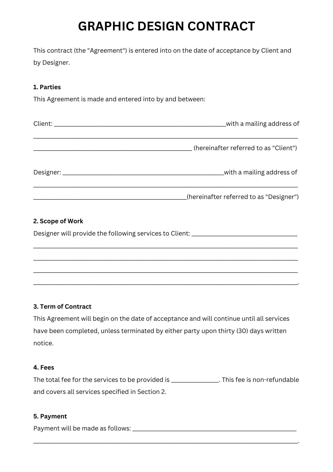 Graphic Design Contract, Graphic Design Contract Agreement - Etsy