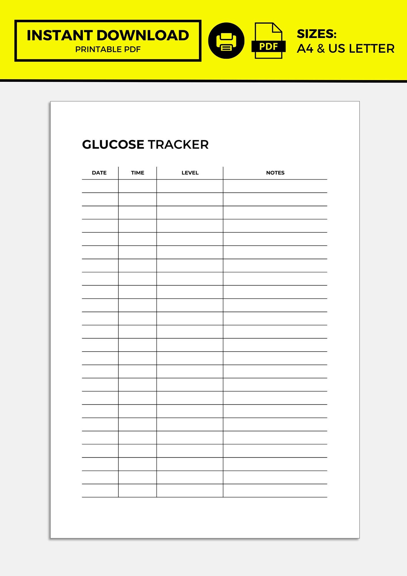 Glucose Tracker, Glucose Log, Blood Sugar Tracker, Blood Sugar Log ...