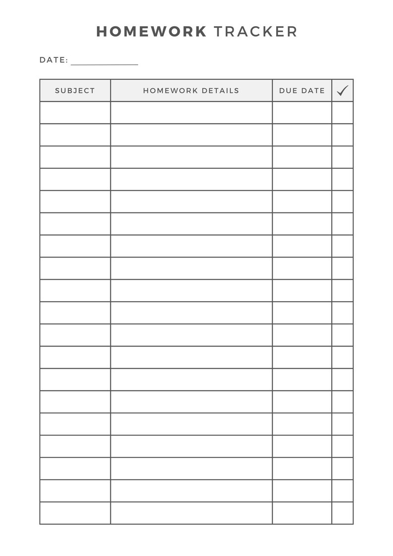Homework Tracker, Homework Tracker Printable, Homework to Do List ...