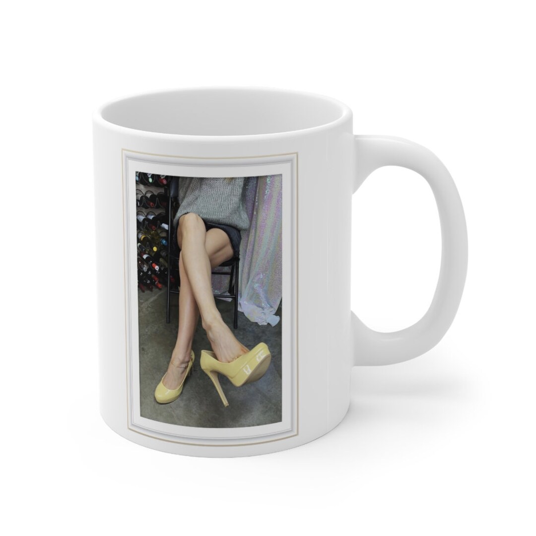 Sexy Legs and Heels Mug Cup, Barefoot Feet Pumps Stilettos Dangle ...