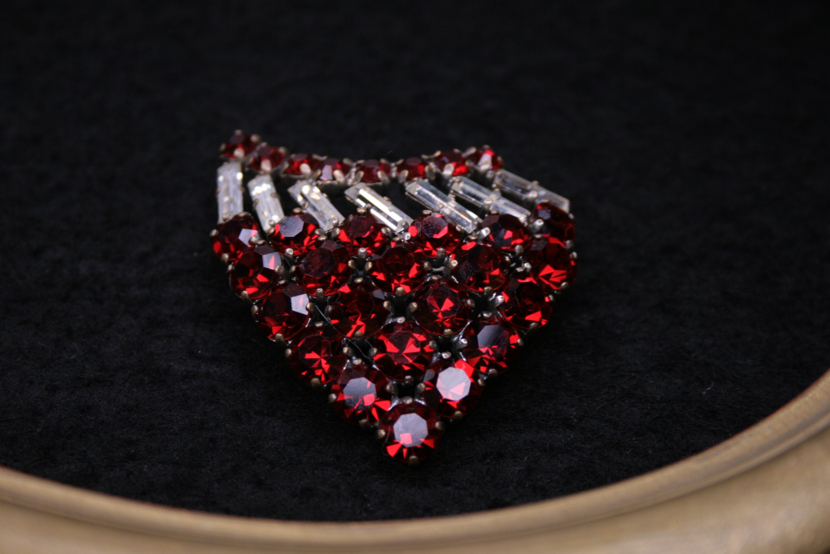 Vintage Large Red and Clear Rhinestones Brooch, Gift for Mom - Etsy