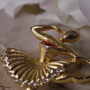Vintage Ballerina Dancer Brooch With Rhinestones Gold Tone Ballet Girl ...