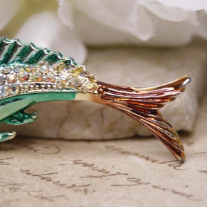 Vintage Green Enamel Swordfish Brooch Aurora Borealis Fish Brooch - Etsy