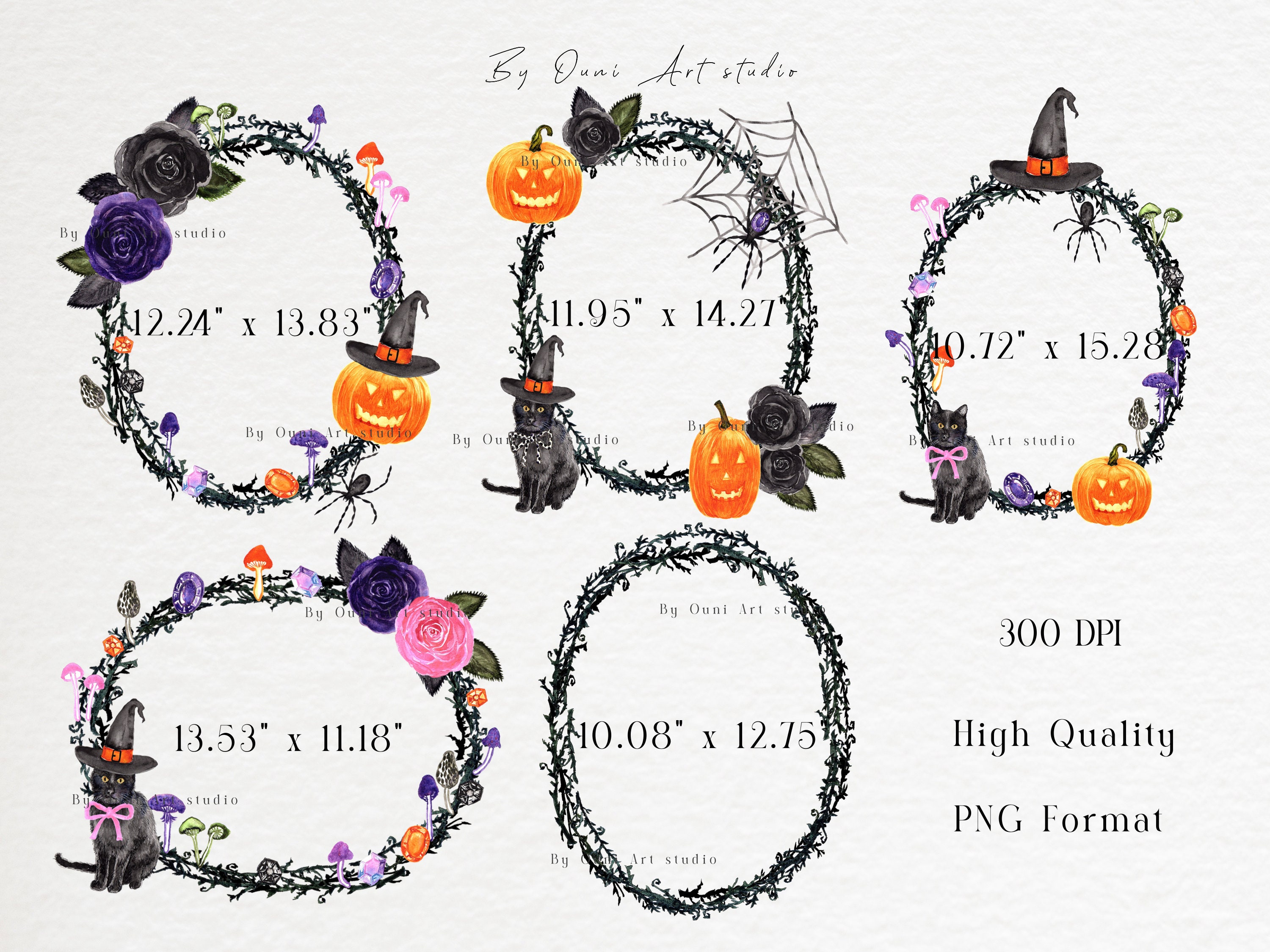 Watercolor Halloween Clipart Halloween Cute Black Cat and - Etsy
