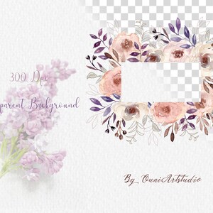 Watercolor Floral Frames Clipart, Mauve Pink Roses (PNG Digital ...