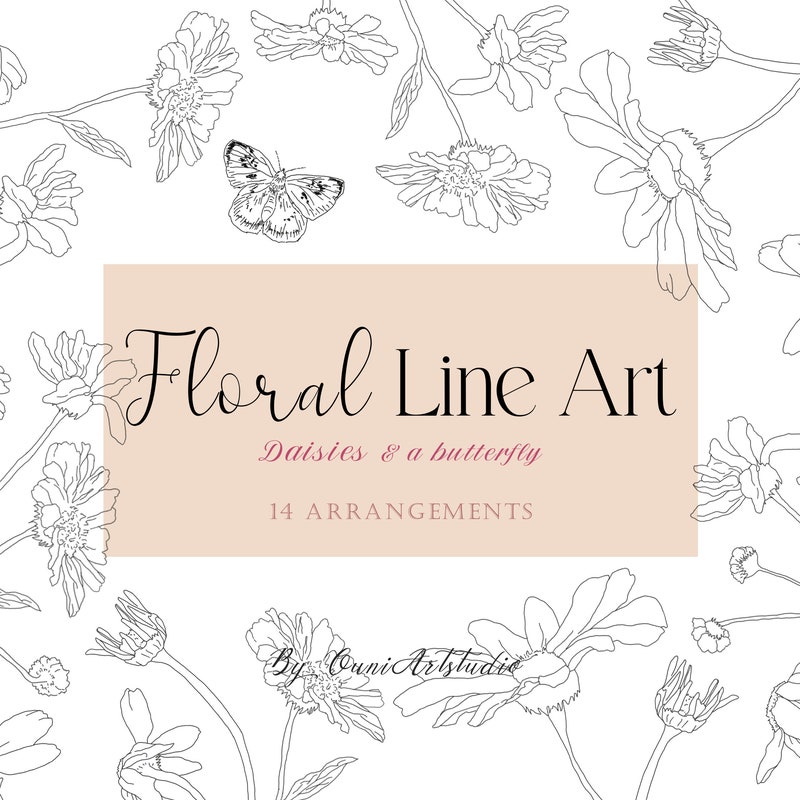 Daisy Line Art Illustration - Etsy Australia