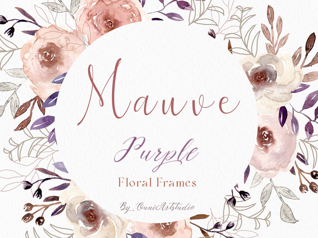 Watercolor Floral Frames Clipart, Mauve Pink Roses (PNG Digital ...