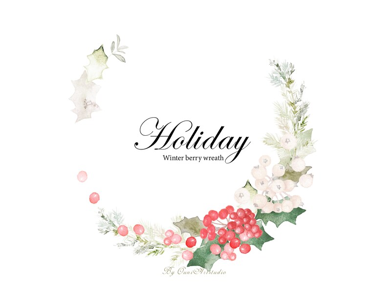 Watercolor Christmas Wreath PNG, Winter Clipart, Winter Greenery ...