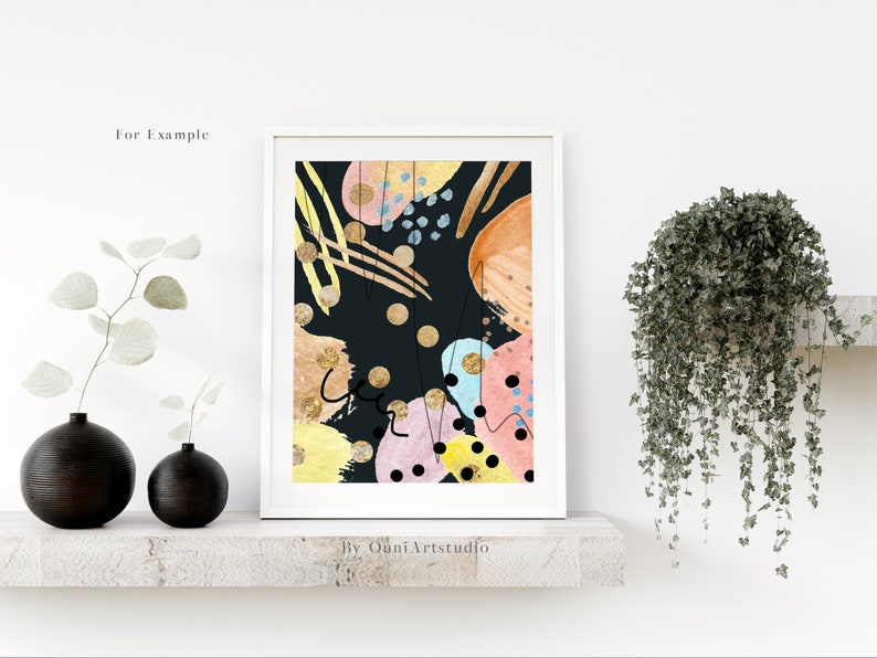 Abstract Clipart, Watercolor Elements, Abstract Shapes, Gold Pink Blue ...