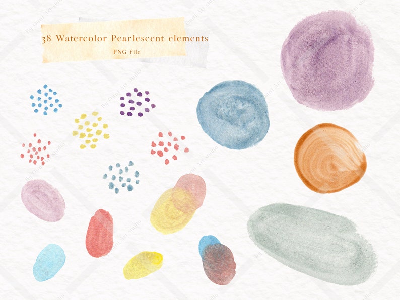 Abstract Clipart, Watercolor Elements, Abstract Shapes, Gold Pink Blue ...