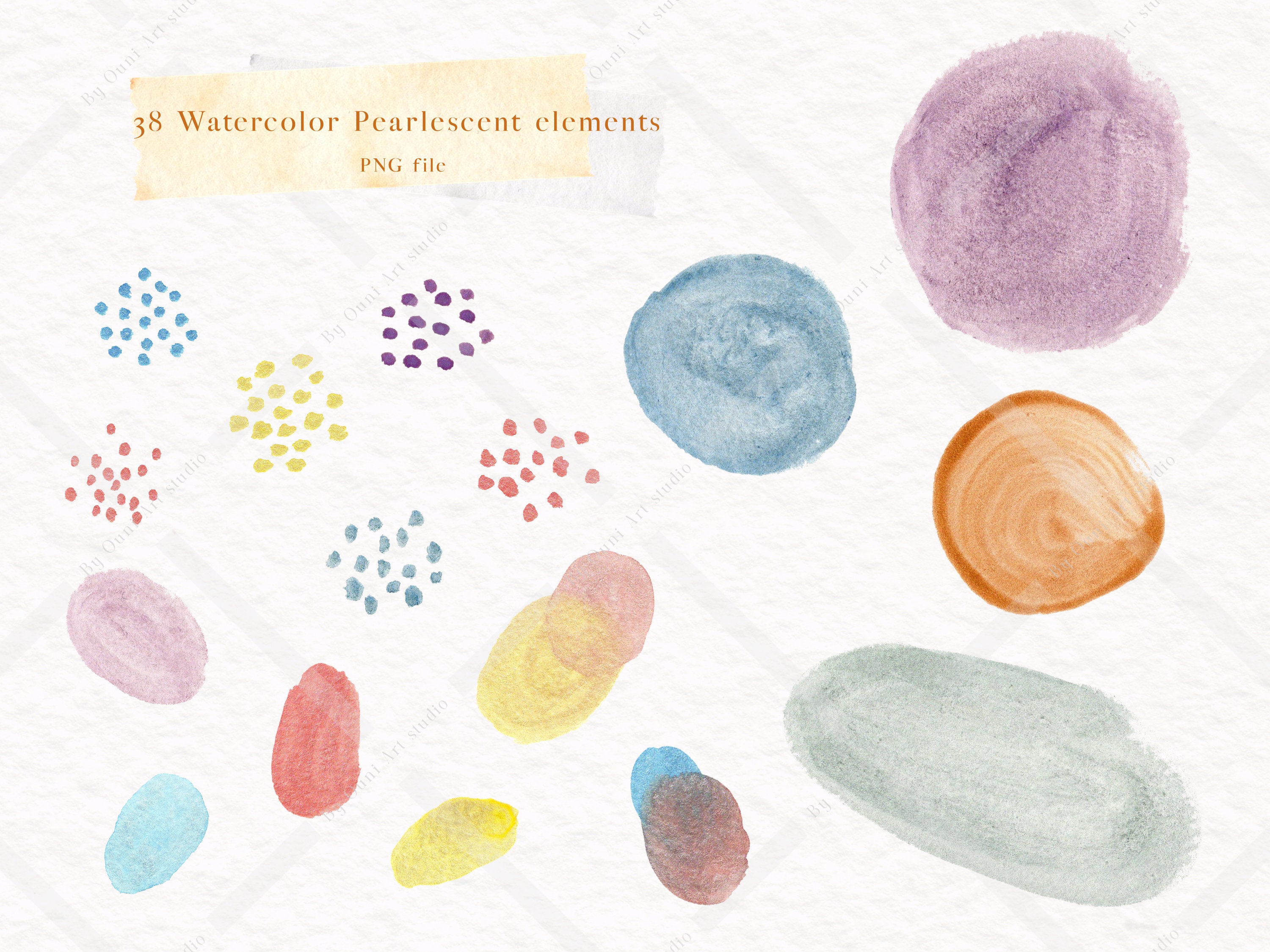 Abstract Clipart, Watercolor Elements, Abstract Shapes, Gold Pink Blue ...