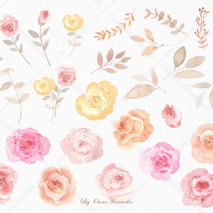 Watercolor Rose Clipart, Blush Pink Floral Bouquets (digital Download ...