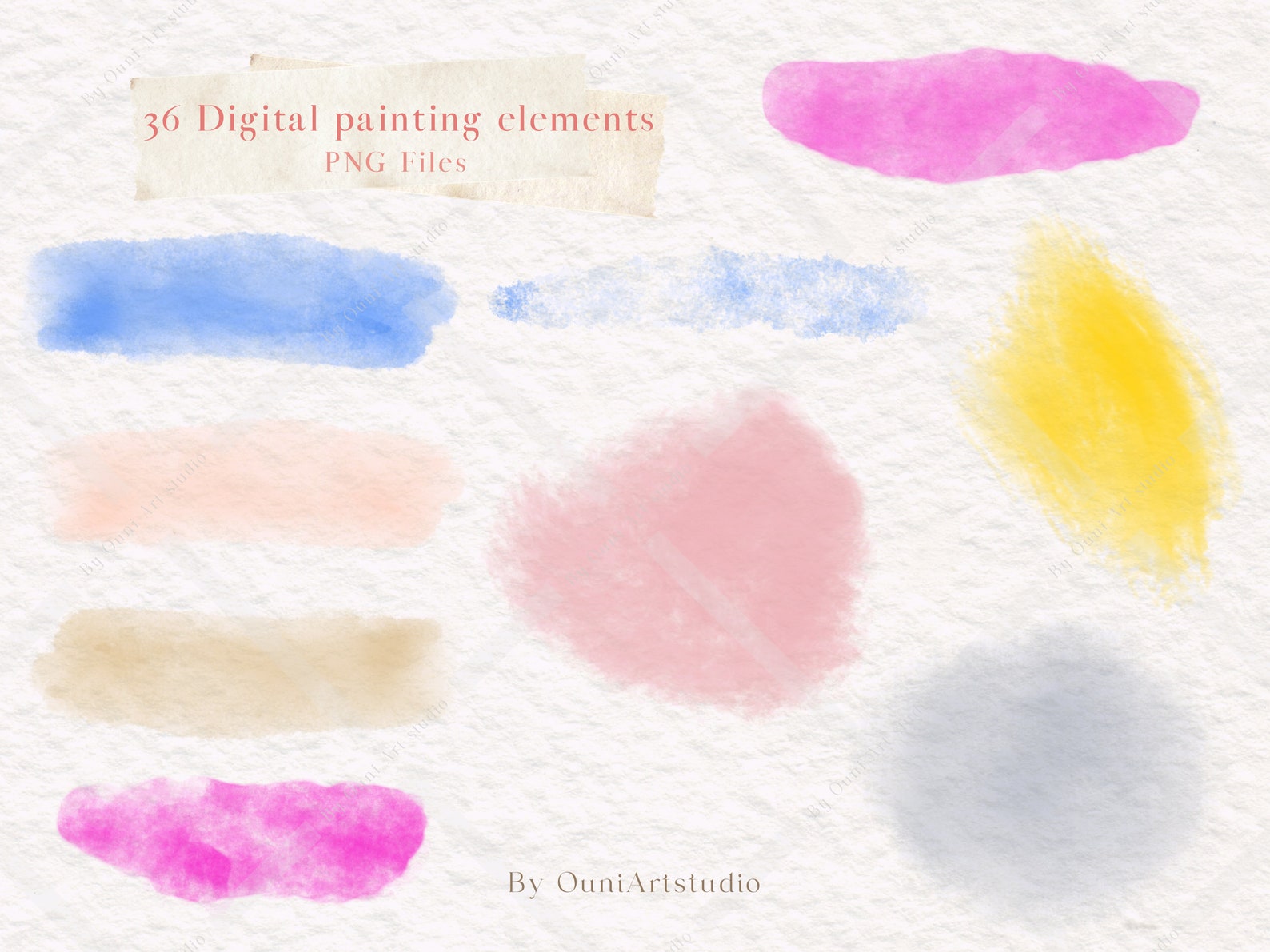 Watercolor Abstract Clipart, Digital Elements PNG, Abstract Shapes ...