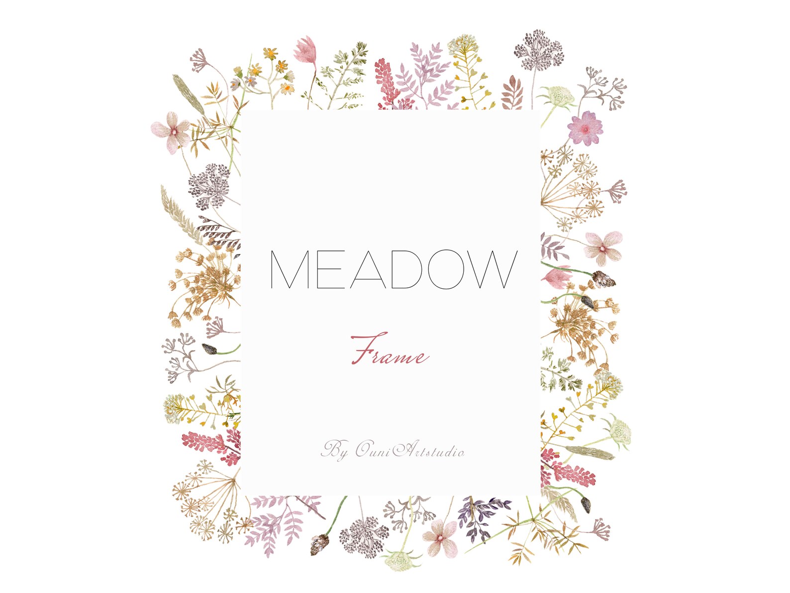 Wildflower Floral Frame Clip Art, Watercolor Flower Frame, Botanical ...