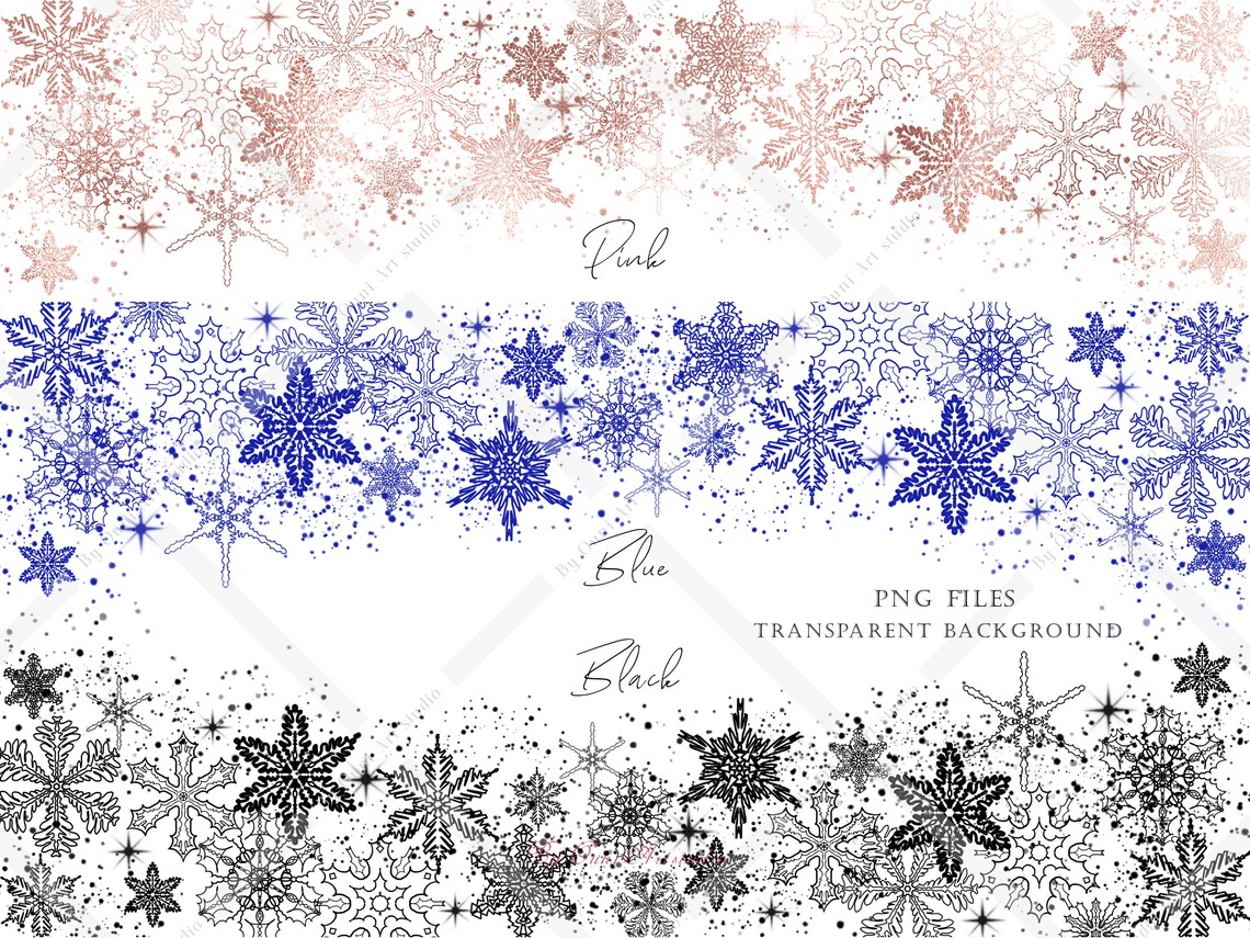 Christmas Snowflakes Clipart, Winter Clipart, Snowflake Borders Clipart ...