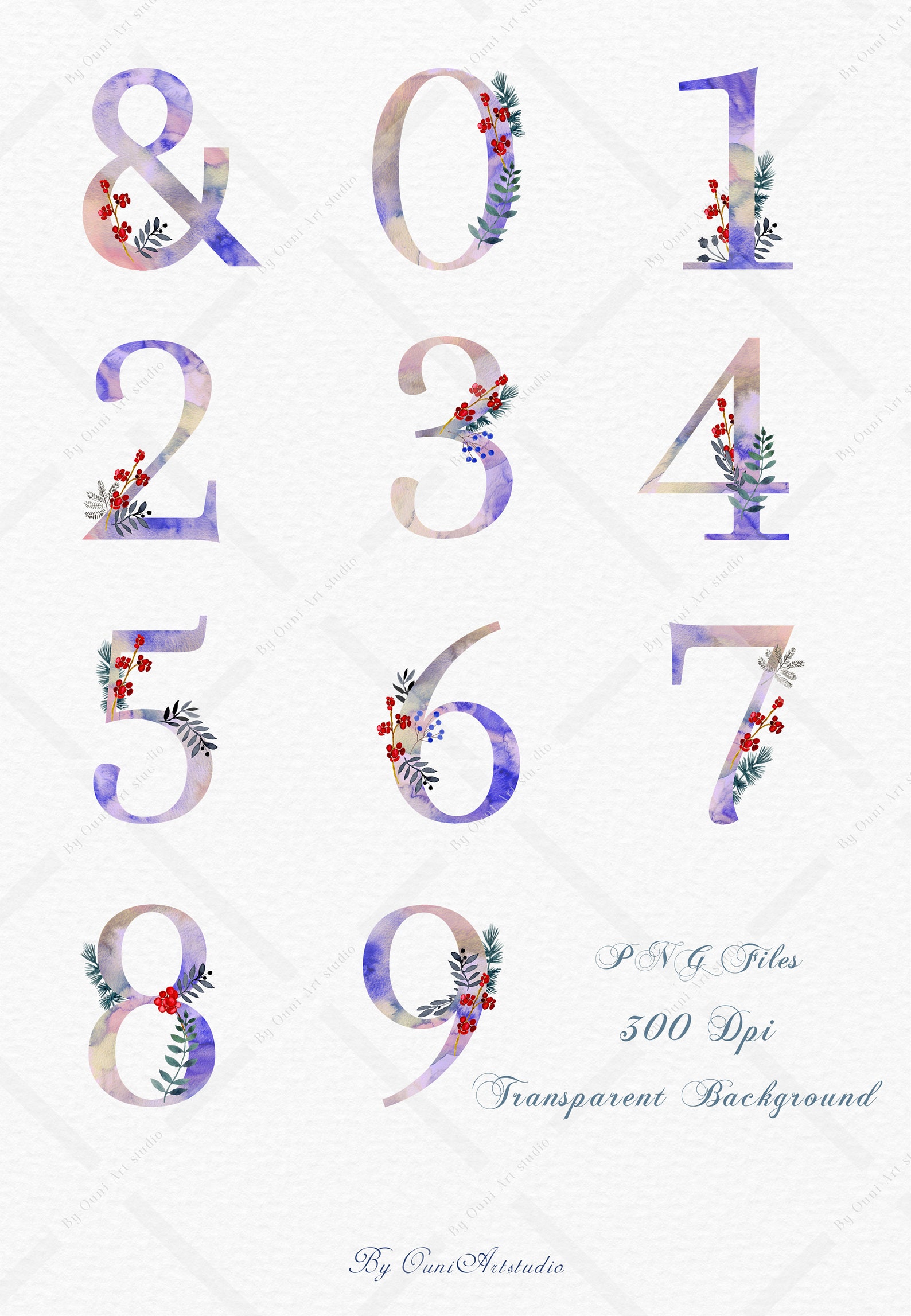 Watercolor Alphabet Clipart, Botanical Alphabet, Christmas, Floral ...