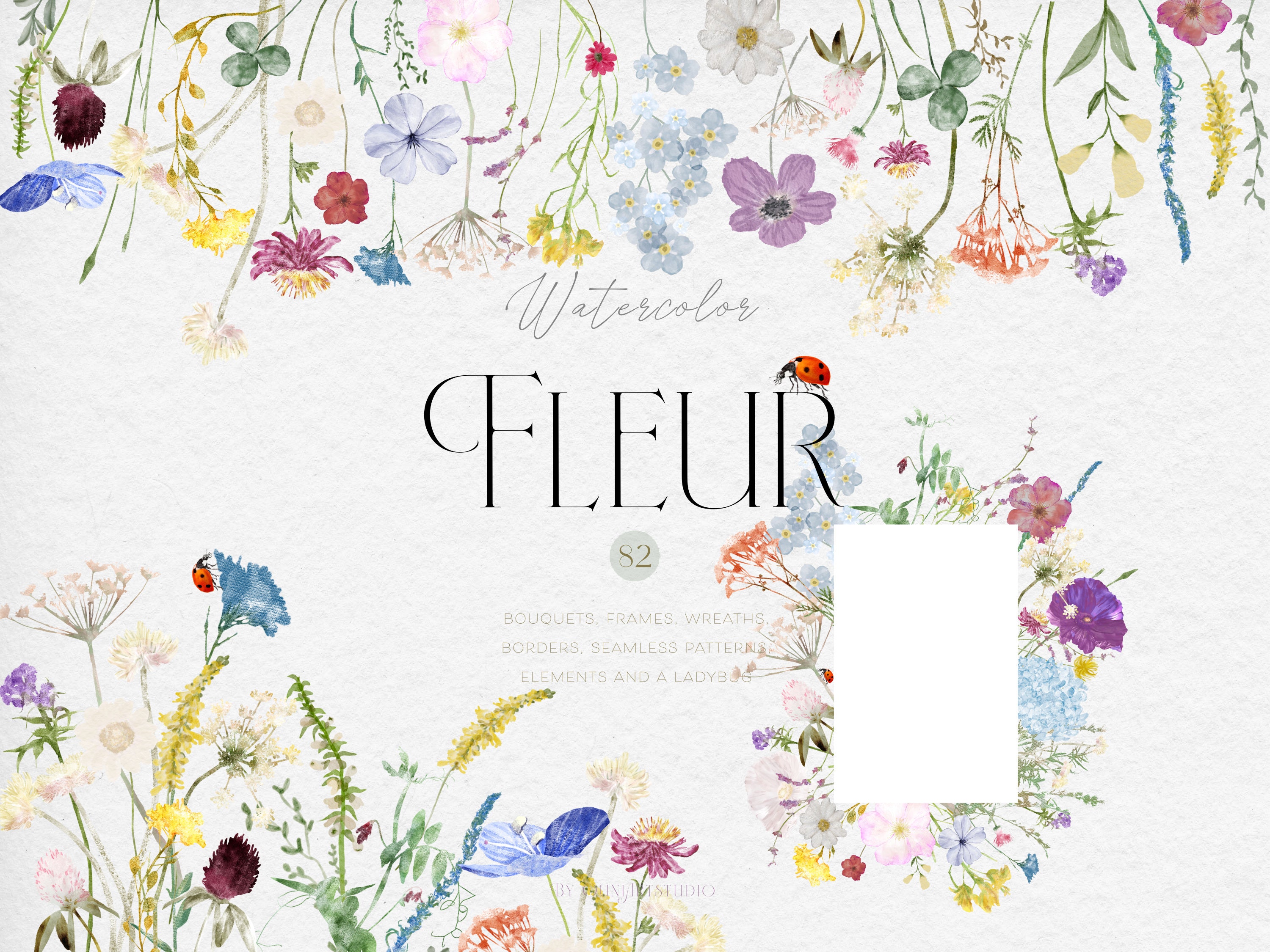 Wildflowers Clipart, Watercolor Floral Clipart, Watercolor Boho Flowers ...