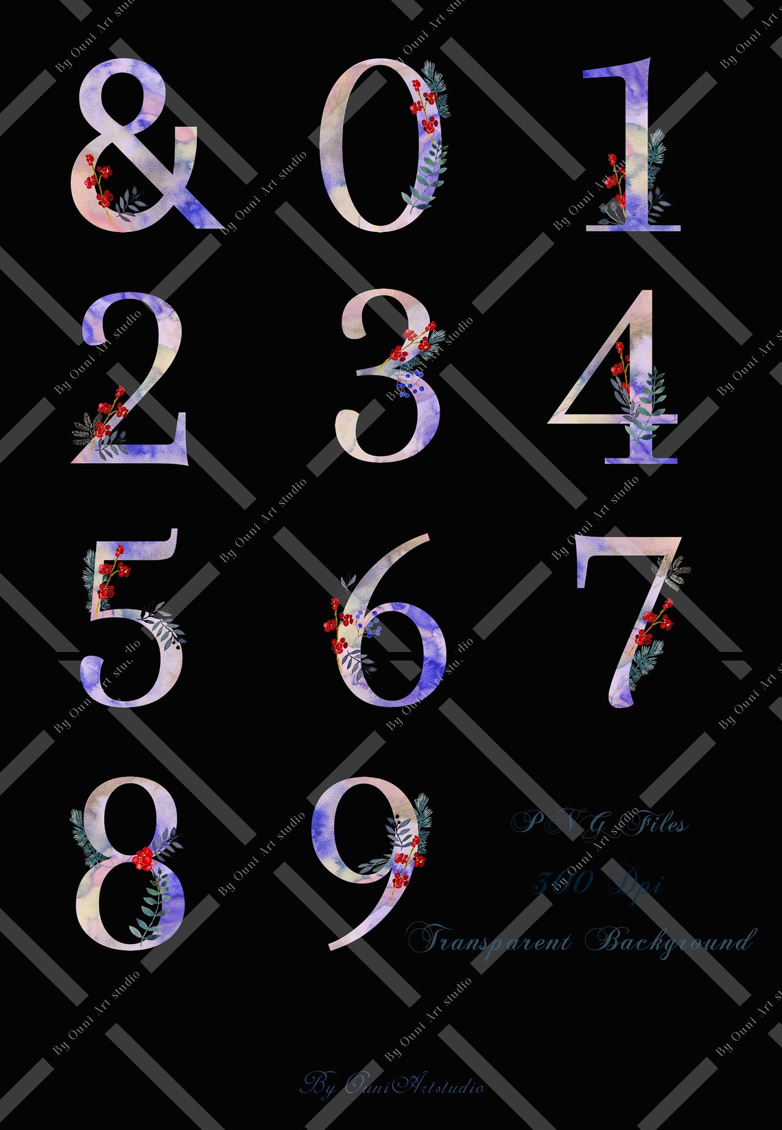 Watercolor Alphabet Clipart, Botanical Alphabet, Christmas, Floral ...