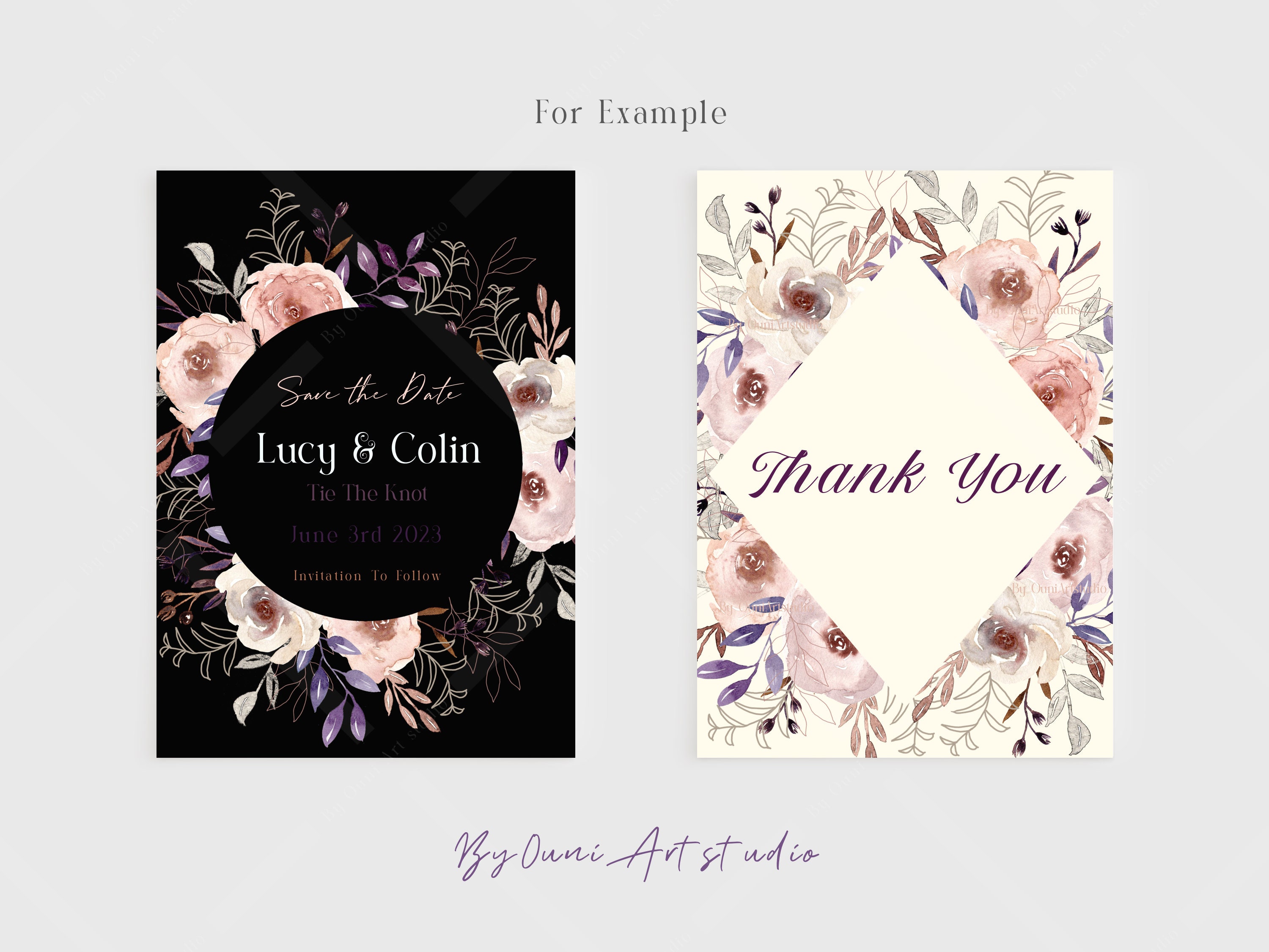 Watercolor Floral Frames Clipart, Mauve Pink Roses (PNG Digital ...