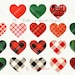 Plaid Hearts Valentine Clipart, Watercolor Hearts Clip Art, PNG, Gold ...