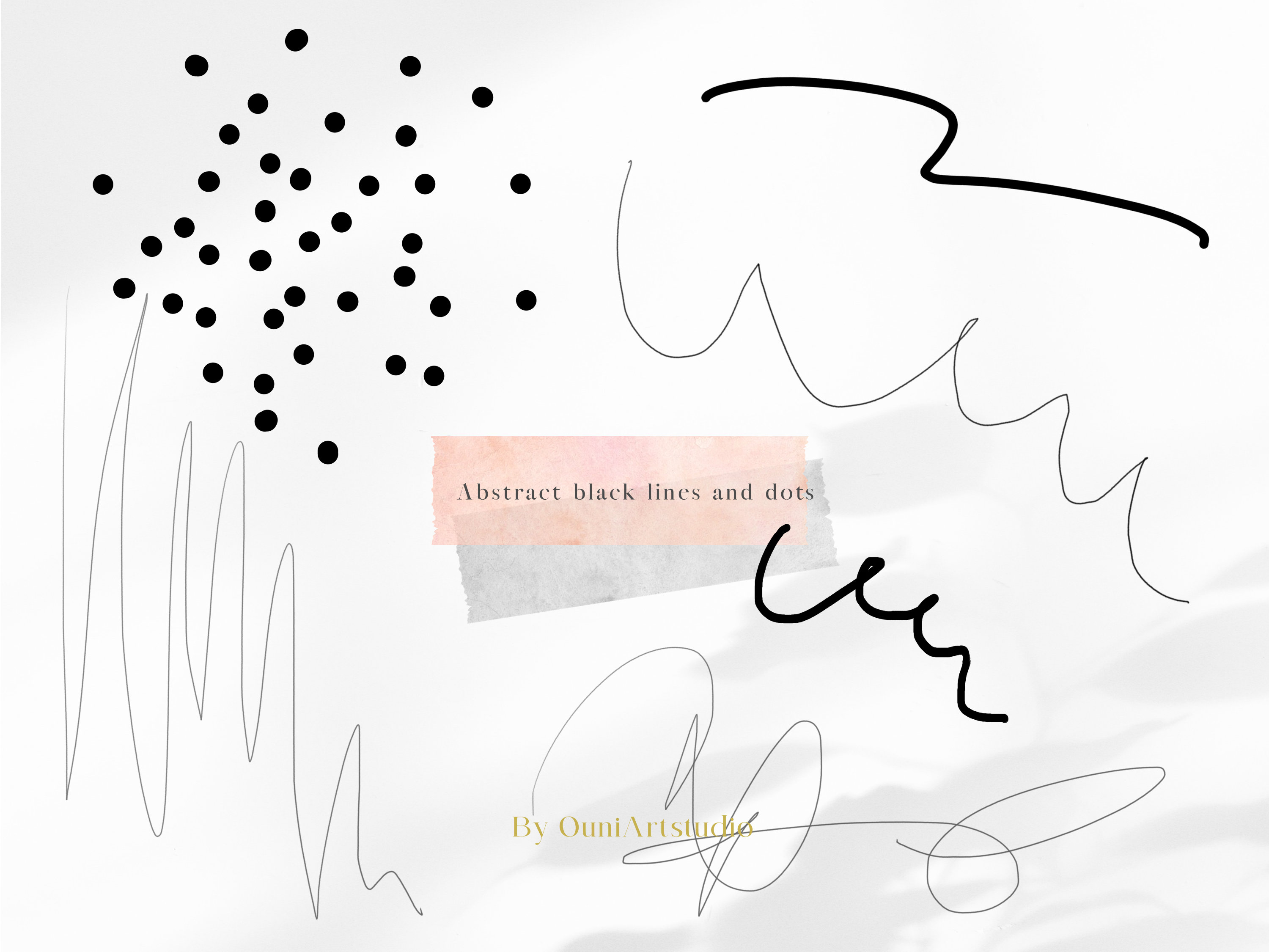 Abstract Clipart, Watercolor Elements, Abstract Shapes, Gold Pink Blue ...