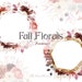 Watercolor Burgundy Floral Clipart, Fall Floral Clipart, Autumn Flowers ...