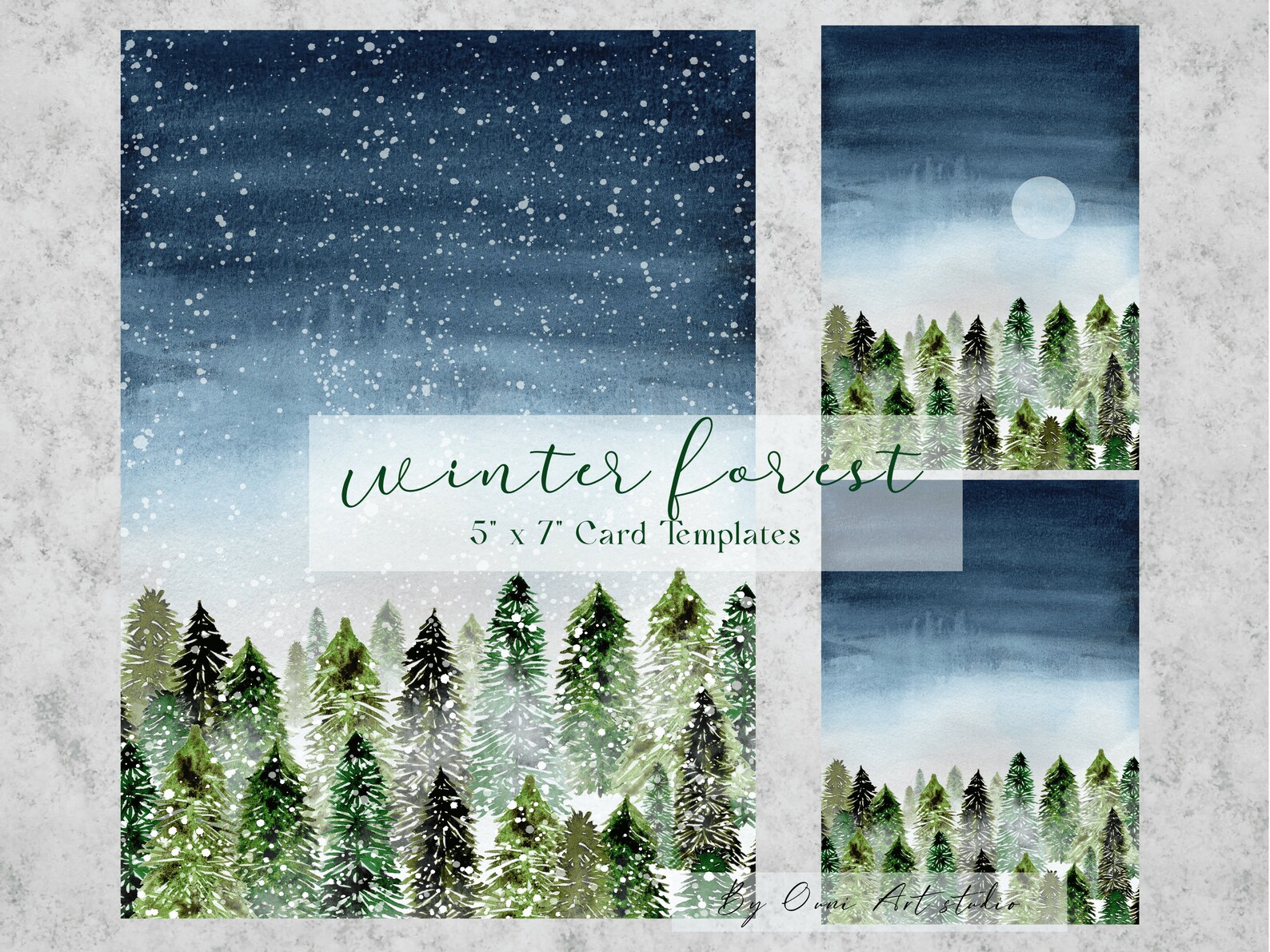 Winter Forest Clipart, Christmas Watercolor Clipart, Winter Landscape ...