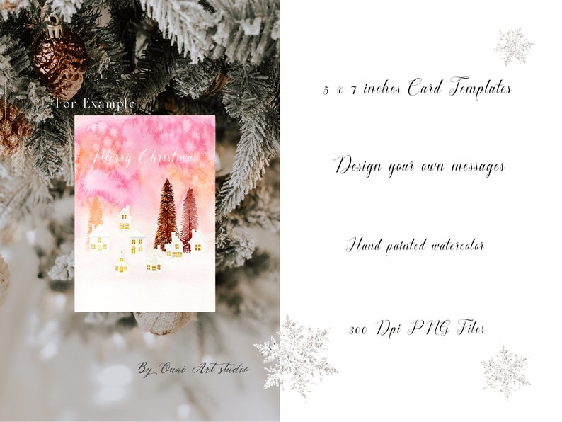 Winter Village Christmas Clipart, Watercolor Winter Snow Scenery Clip ...