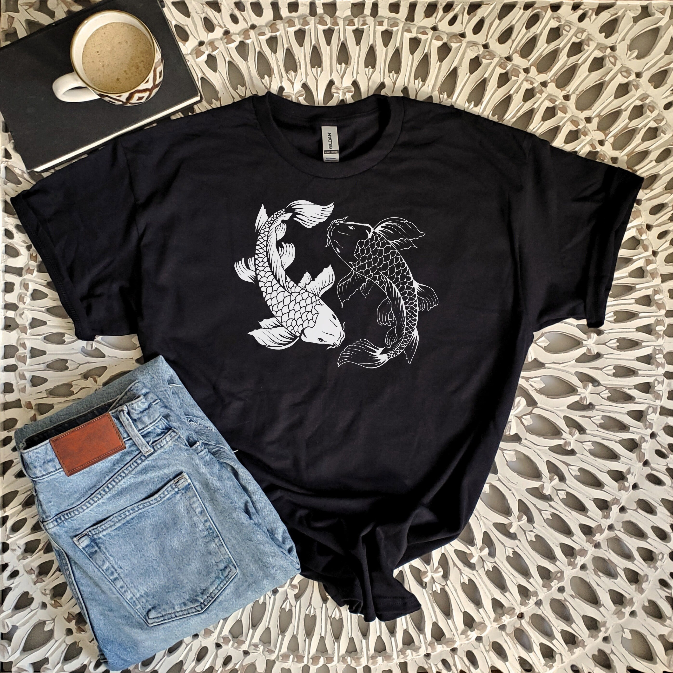 Yin and Yang Japanese Koi Fish T-shirt, Japanese Art T-shirt, Koi Fish ...